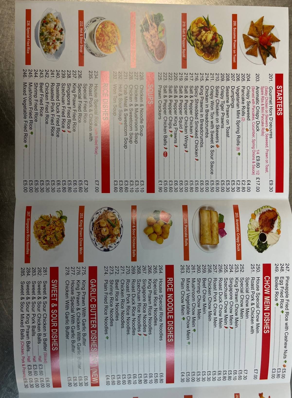 Menu at Orchid Garden restaurant, Tilbury