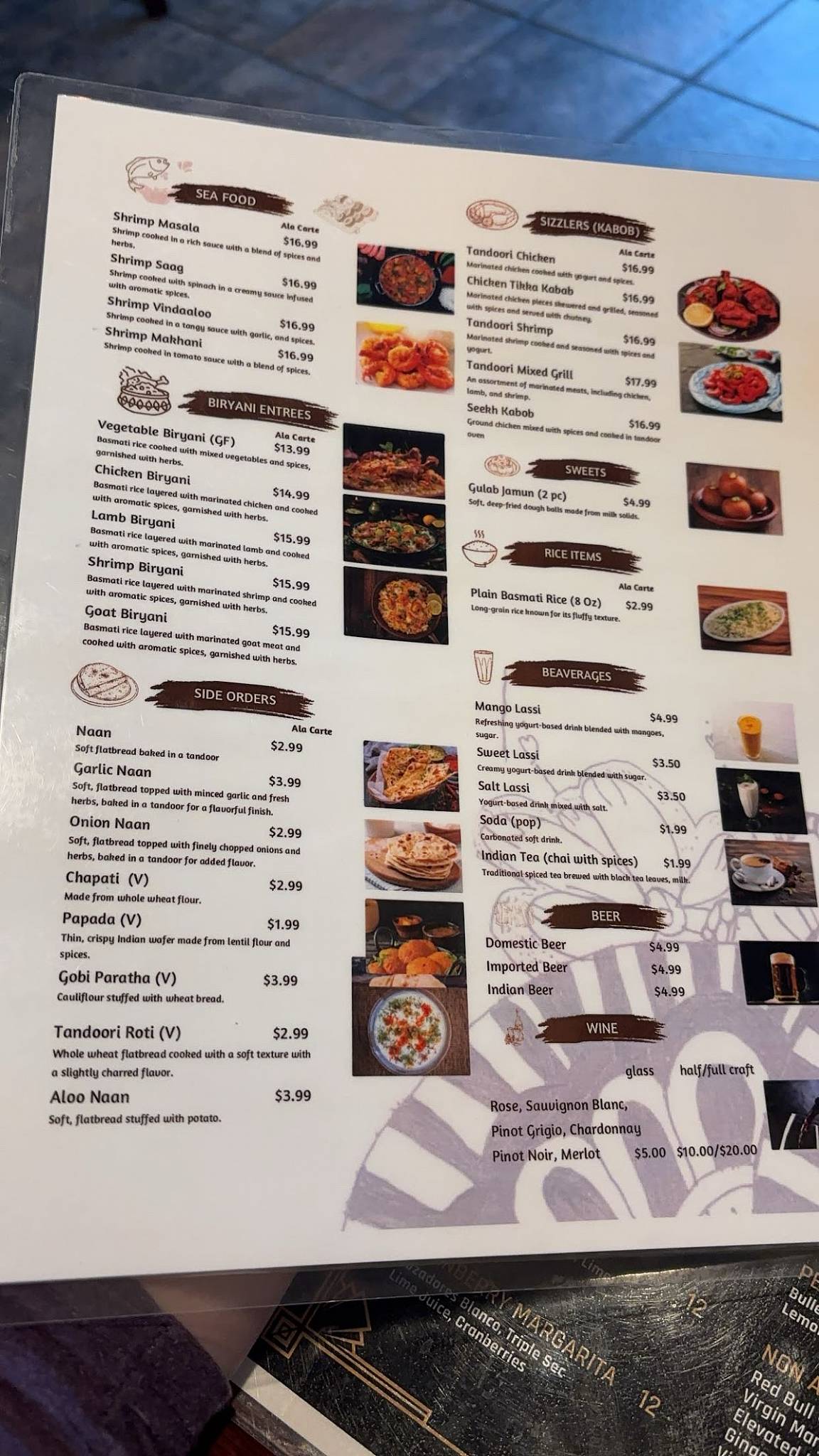 Menu at Oregon City India Grill restaurant, Oregon City