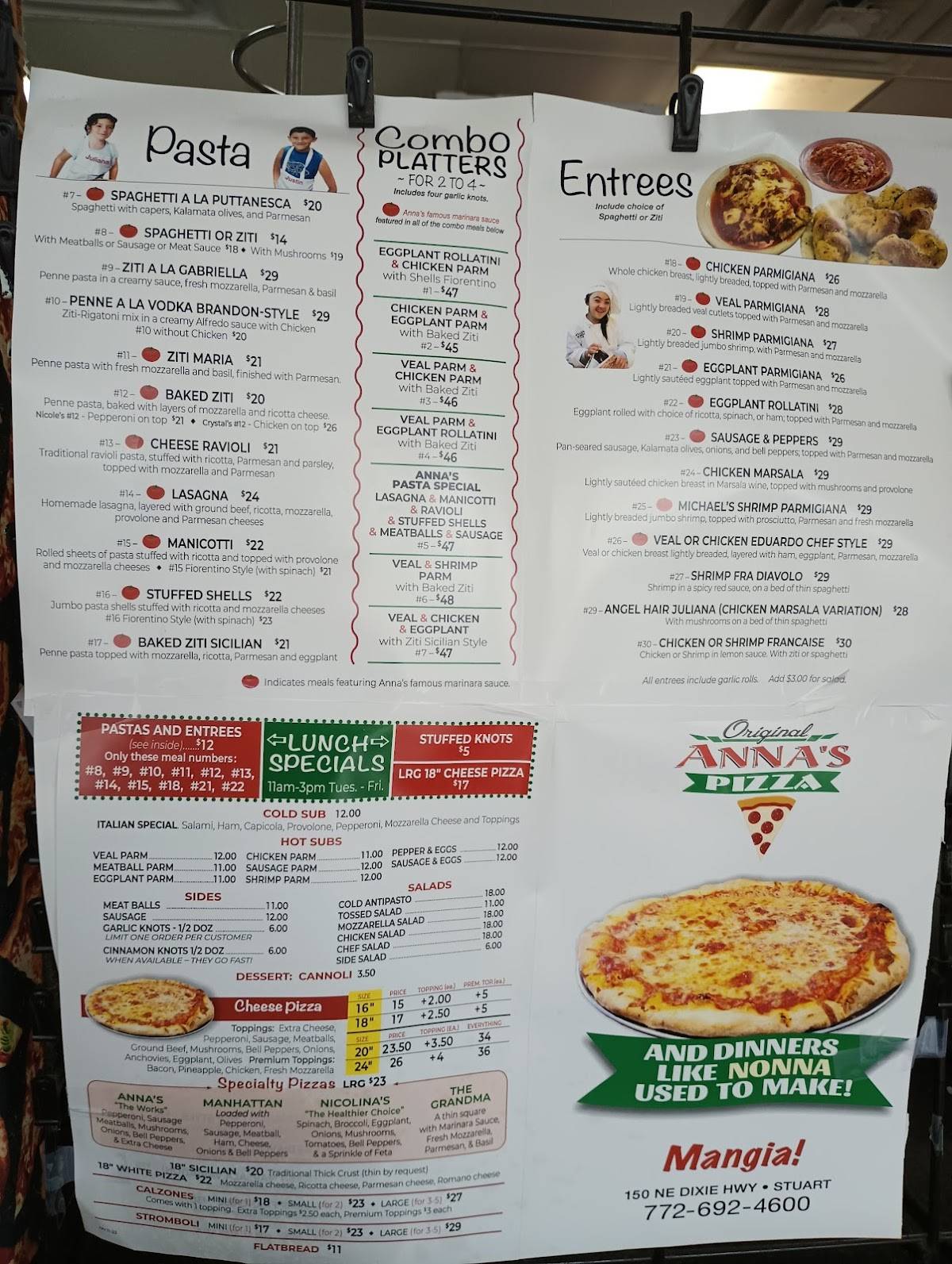 Menu at Original Anna's Pizza pizzeria, Stuart, 150 NE Dixie Hwy