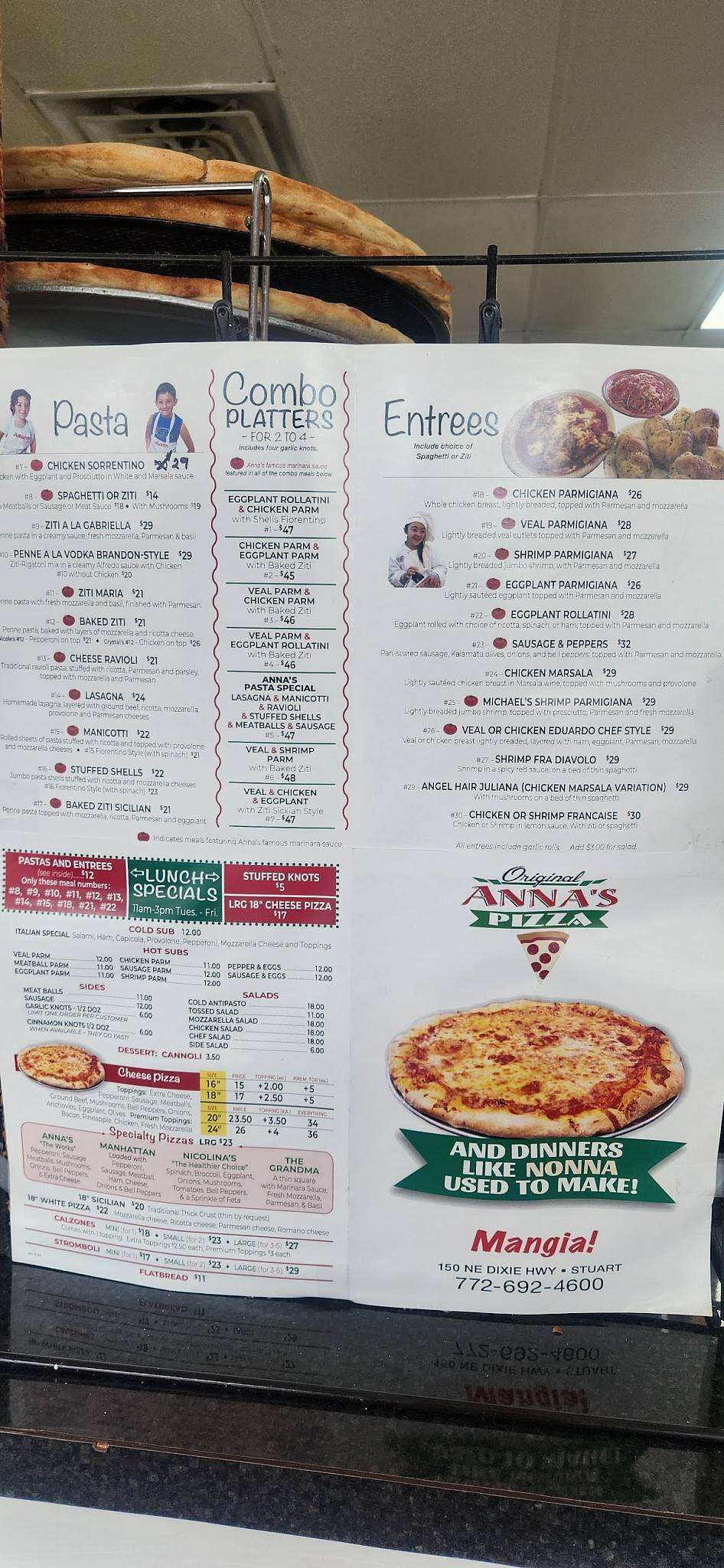 Menu at Original Anna's Pizza pizzeria, Stuart, 150 NE Dixie Hwy
