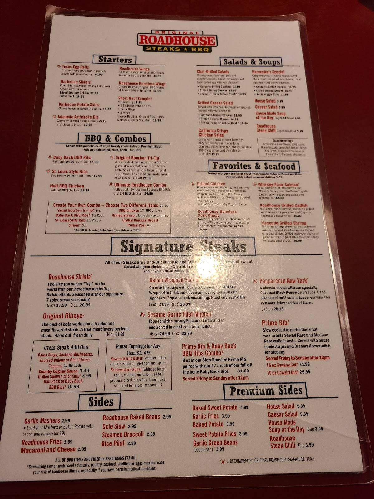 Menu at Original Roadhouse Grill steakhouse, Medford, W Main St