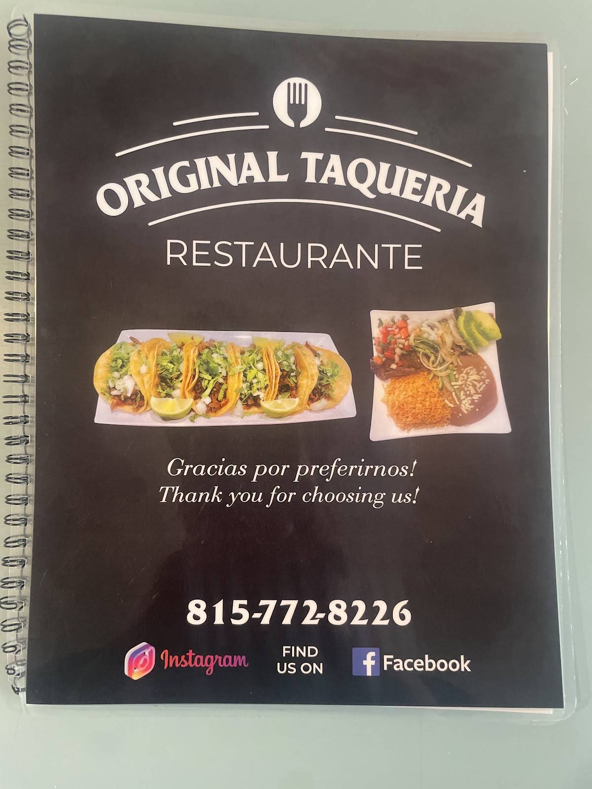 Menu at Original Taco restaurant, Morrison