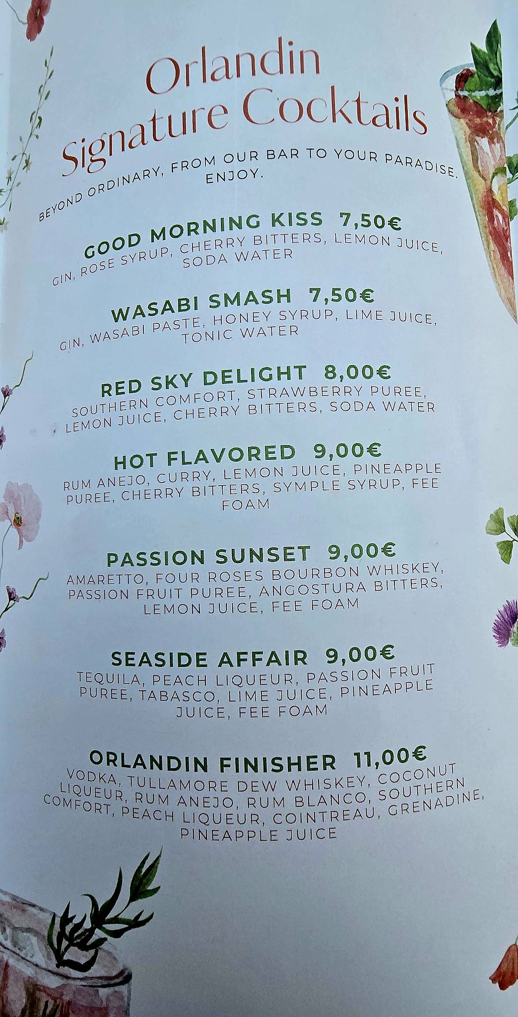 Menu at Orlandin restaurant, Vrsar