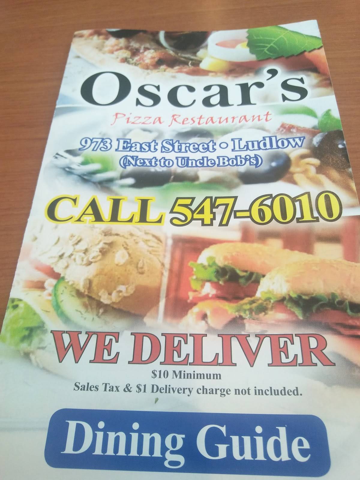 Menu at Oscar's Pizza Restaurant, Ludlow