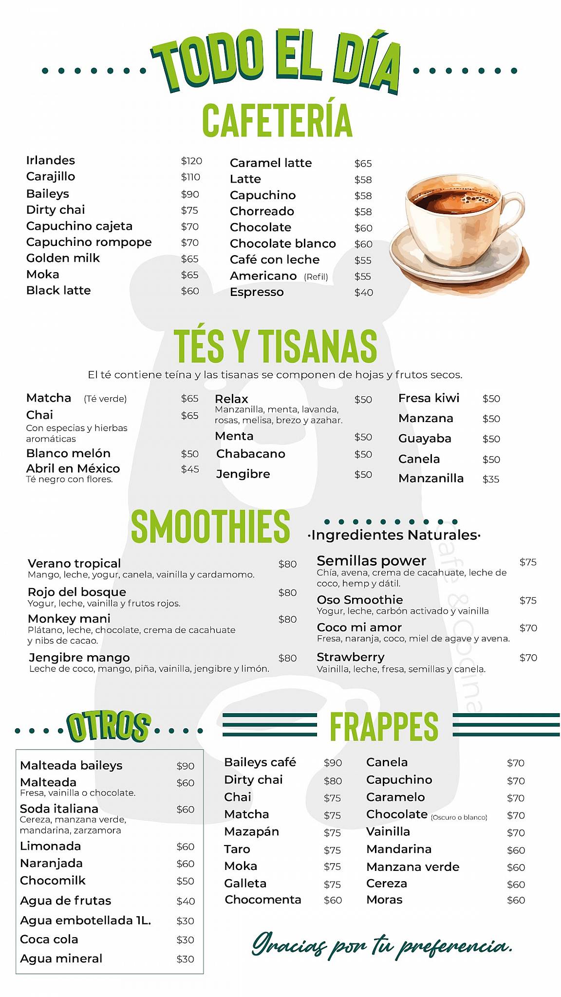 Carta de Oso, Café y Cocina, Moroleón