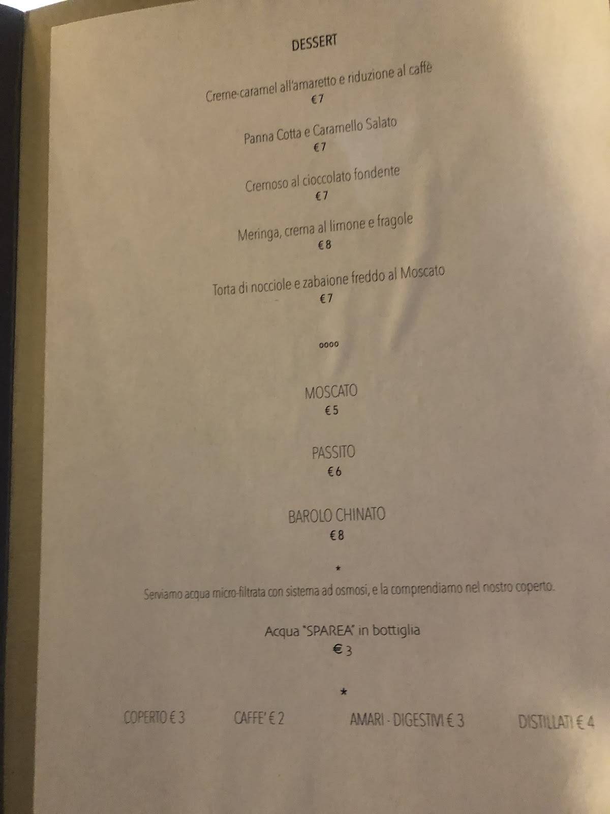 Menu da Il Cortile ristorante, Diano d'Alba