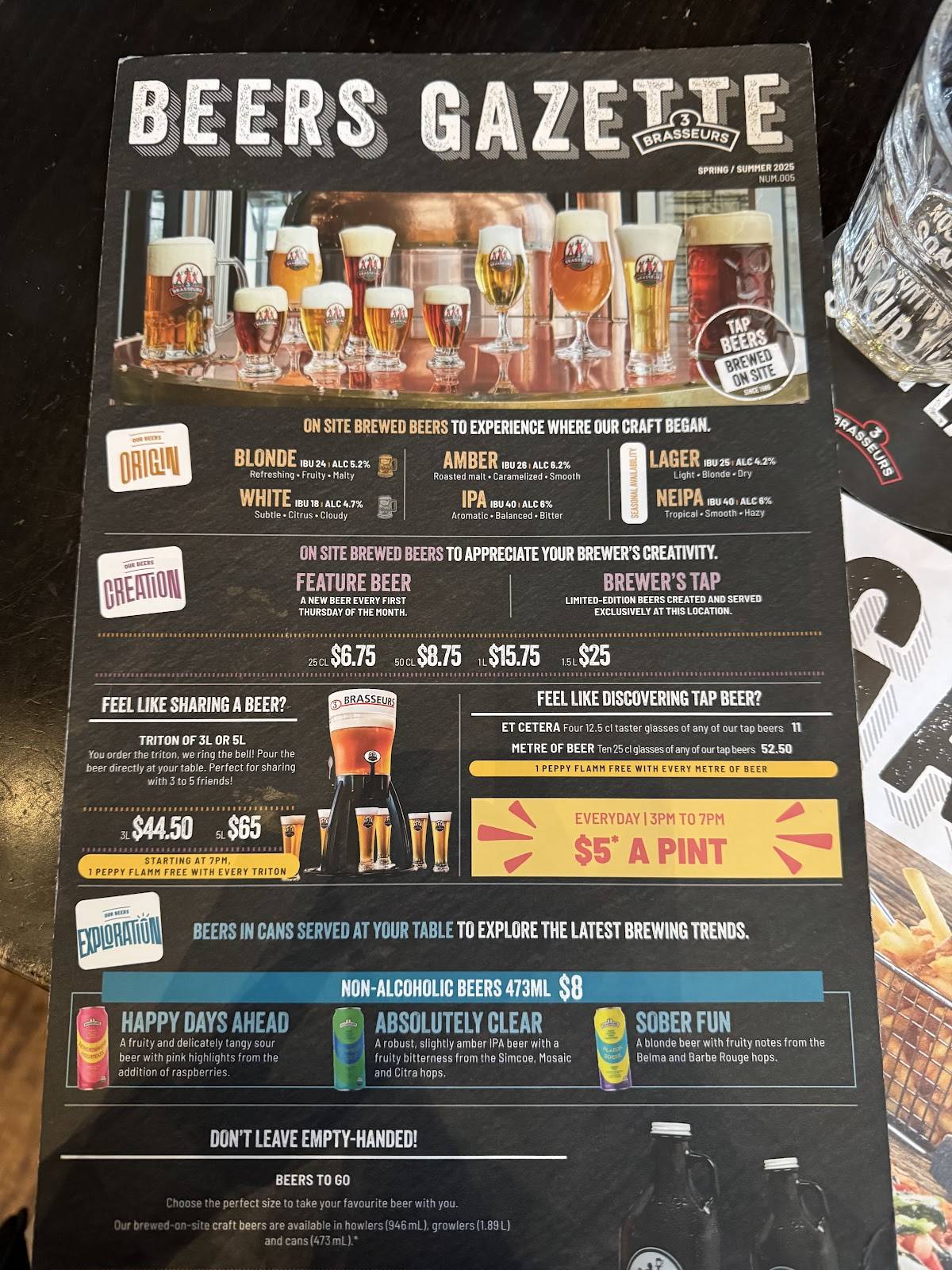 Menu at 3 Brasseurs - Sparks pub & bar, Ottawa, 240 Sparks St. Local C215