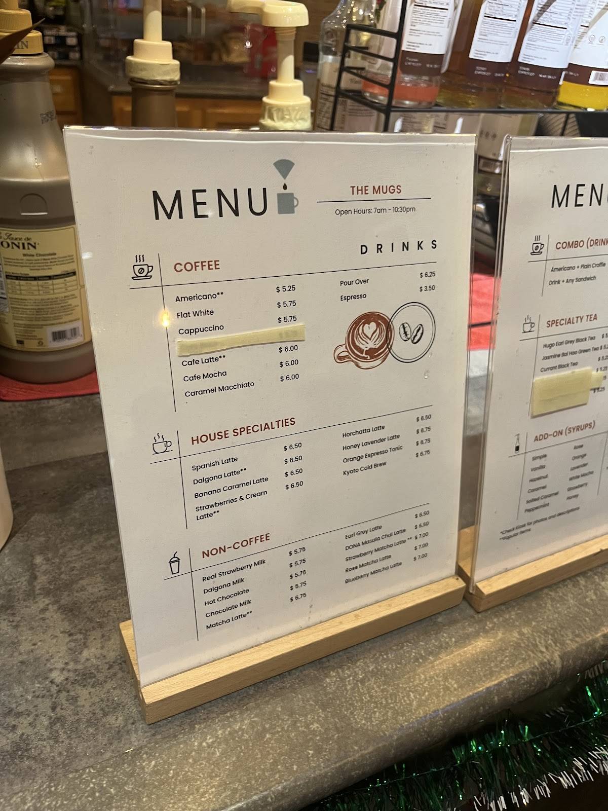 Menu at The Mugs cafe, Diamond Bar, Golden Springs Dr UNIT 101