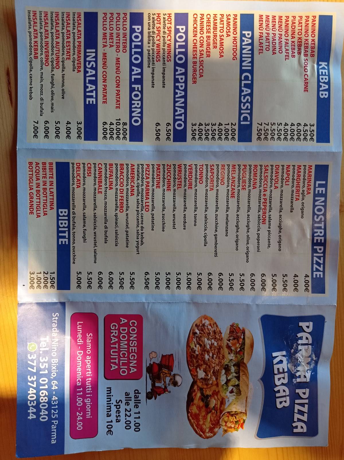 Menu at PARMA PIZZA & KEBAB - PAKISTANI FOOD restaurant, Parma