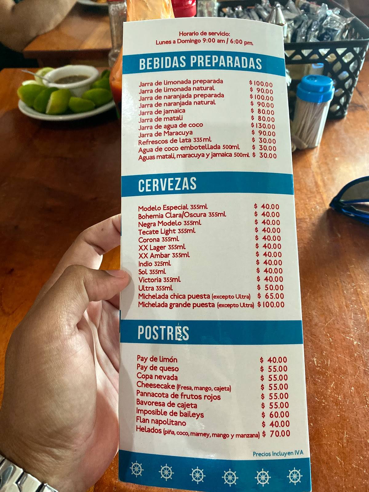 Carta del restaurante PESCADOS Y MARISCOS, Villahermosa