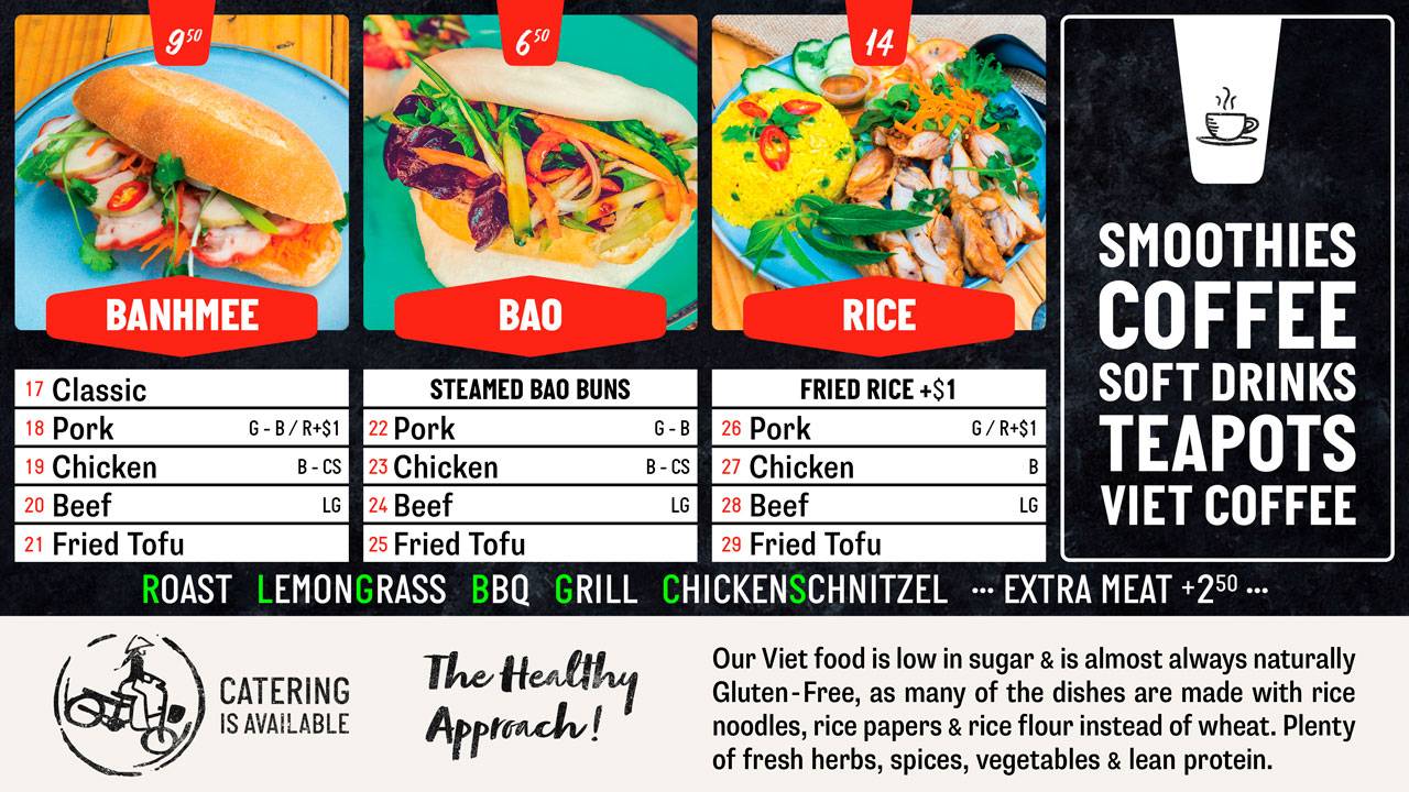 Menu at PHOVELA restaurant, Perth
