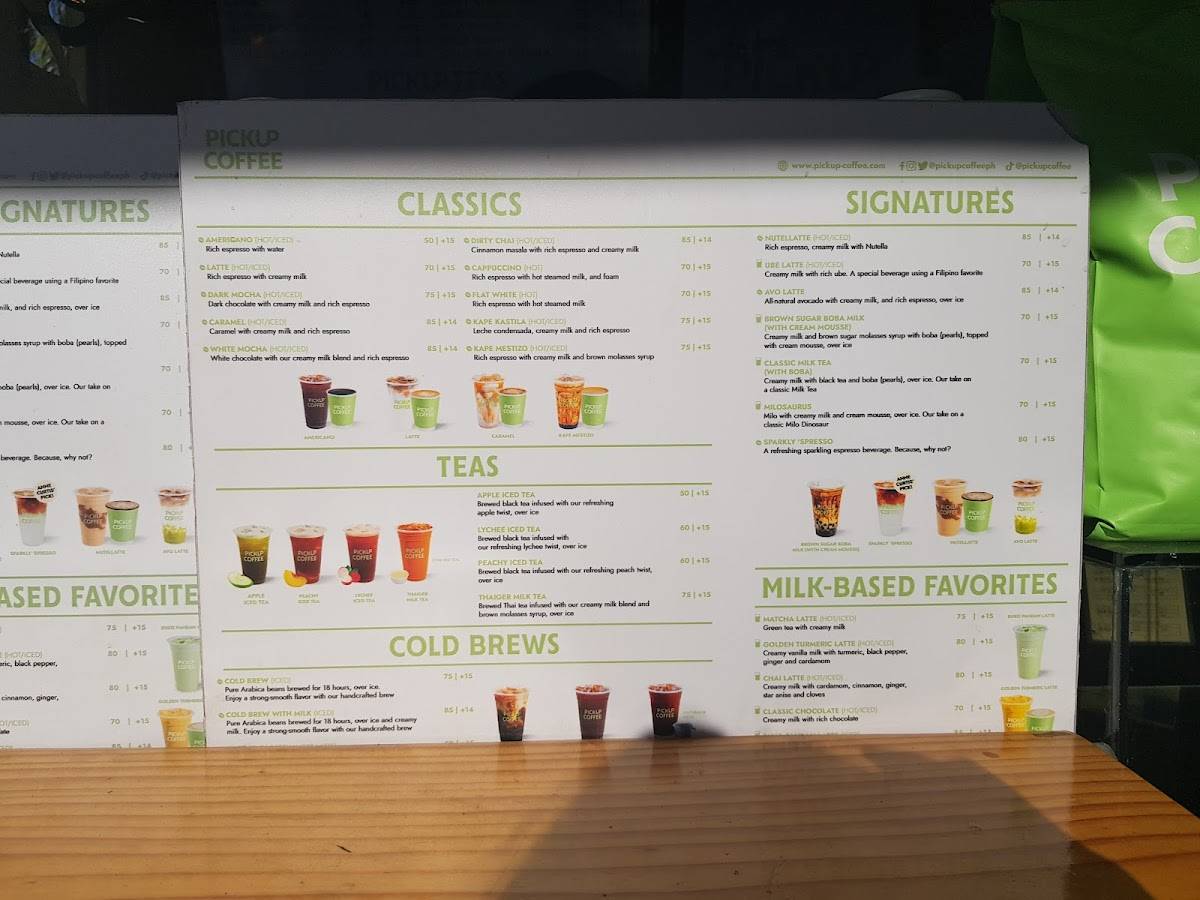 Carta de PICKUP COFFEE - 7J Corporate Center, Iloílo