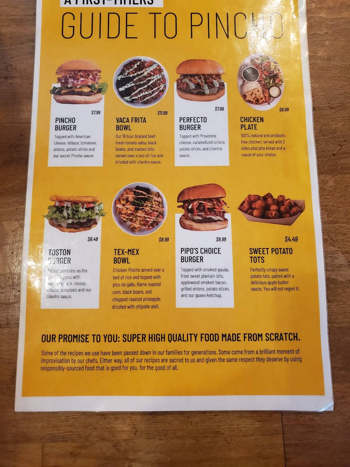 Menu at PINCHO Burgers and Kebabs restaurant, Coral Gables, 30 Giralda Ave