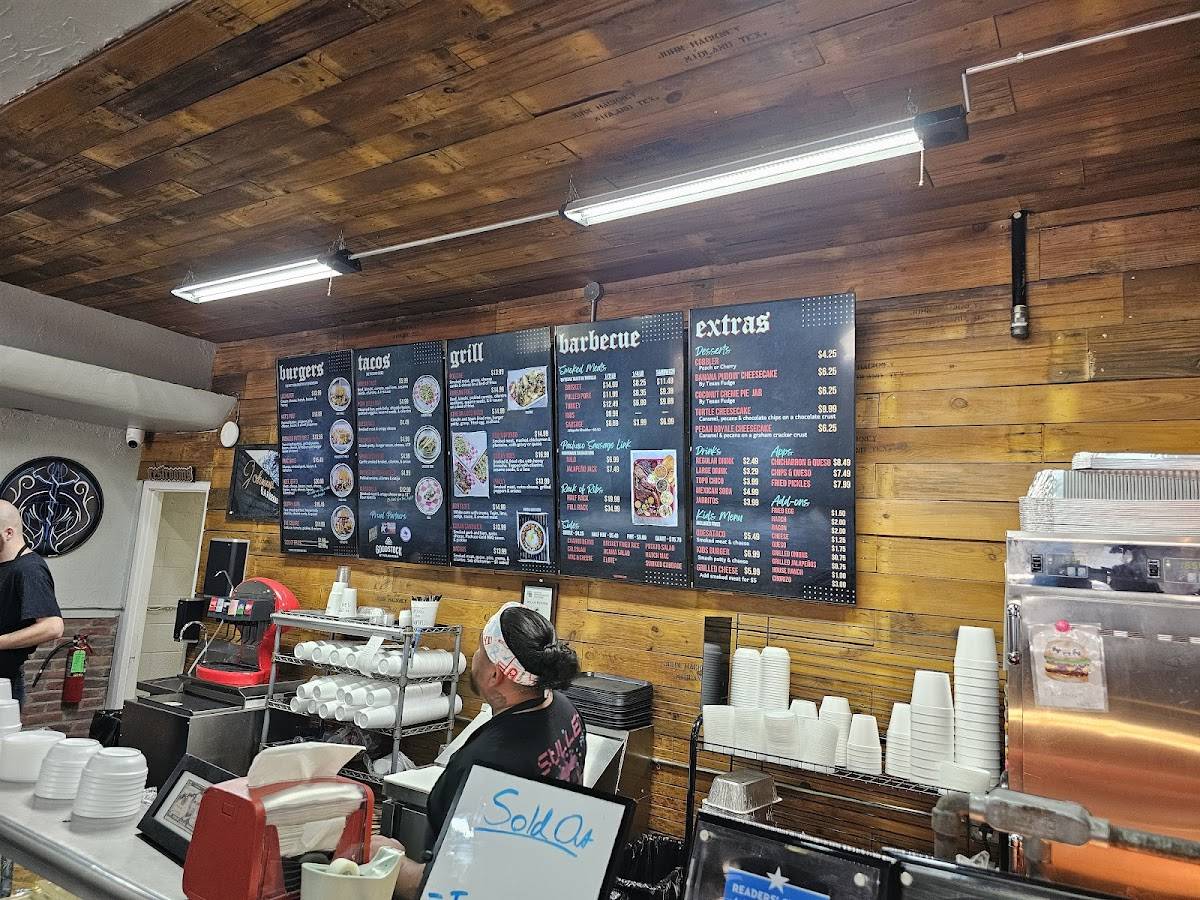 Menu at Pachuco's BBQ, Midland