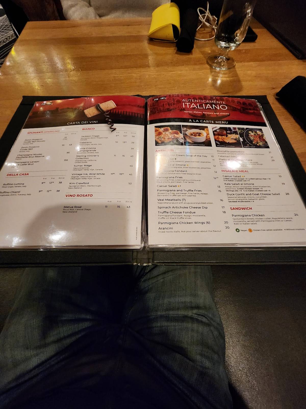 Menu at Pacini Banff restaurant, Banff, 345 Banff Ave