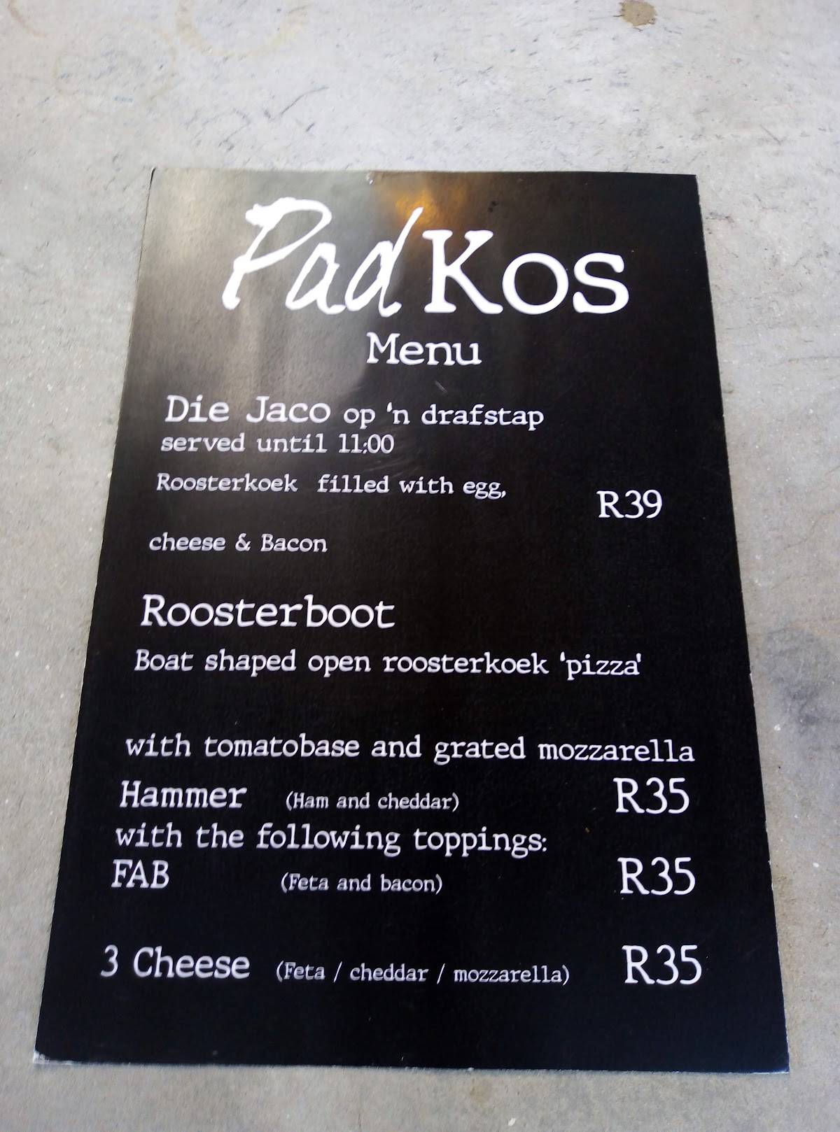 Menu at Padlangs Country Restaurant - Patensie, South Africa