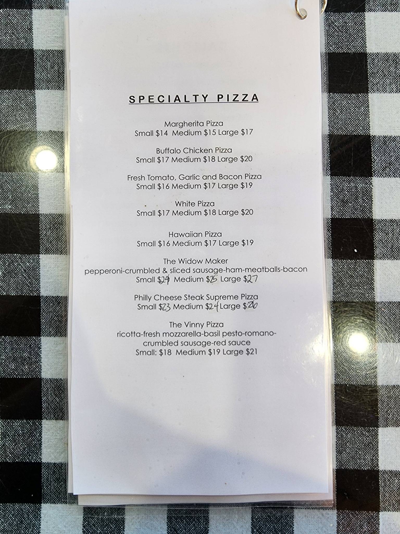 Menu at Paesano Pizza pizzeria, Brockway