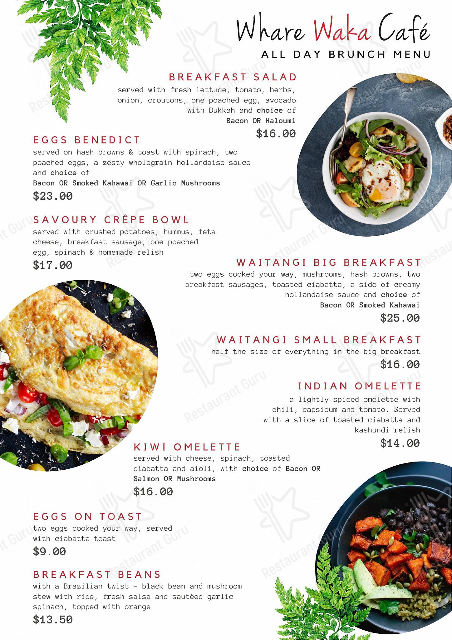 Menu at Whare Waka Café cafe, Waitangi