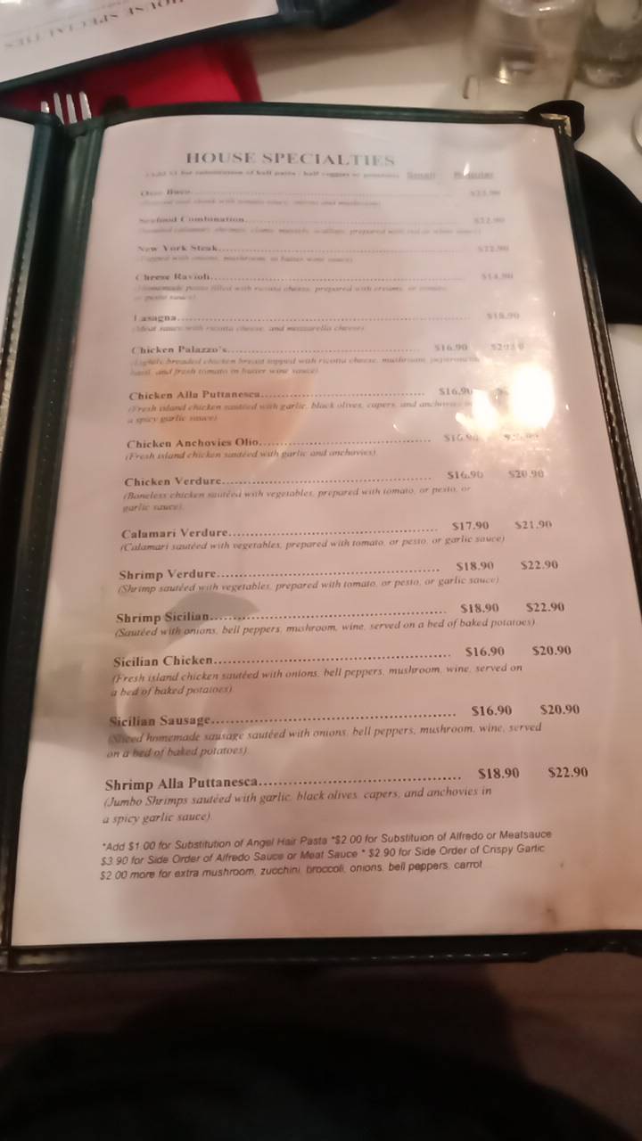 Menu at Palazzo Ristorante Italiano restaurant, Aiea, 99-080 Kauhale St ...