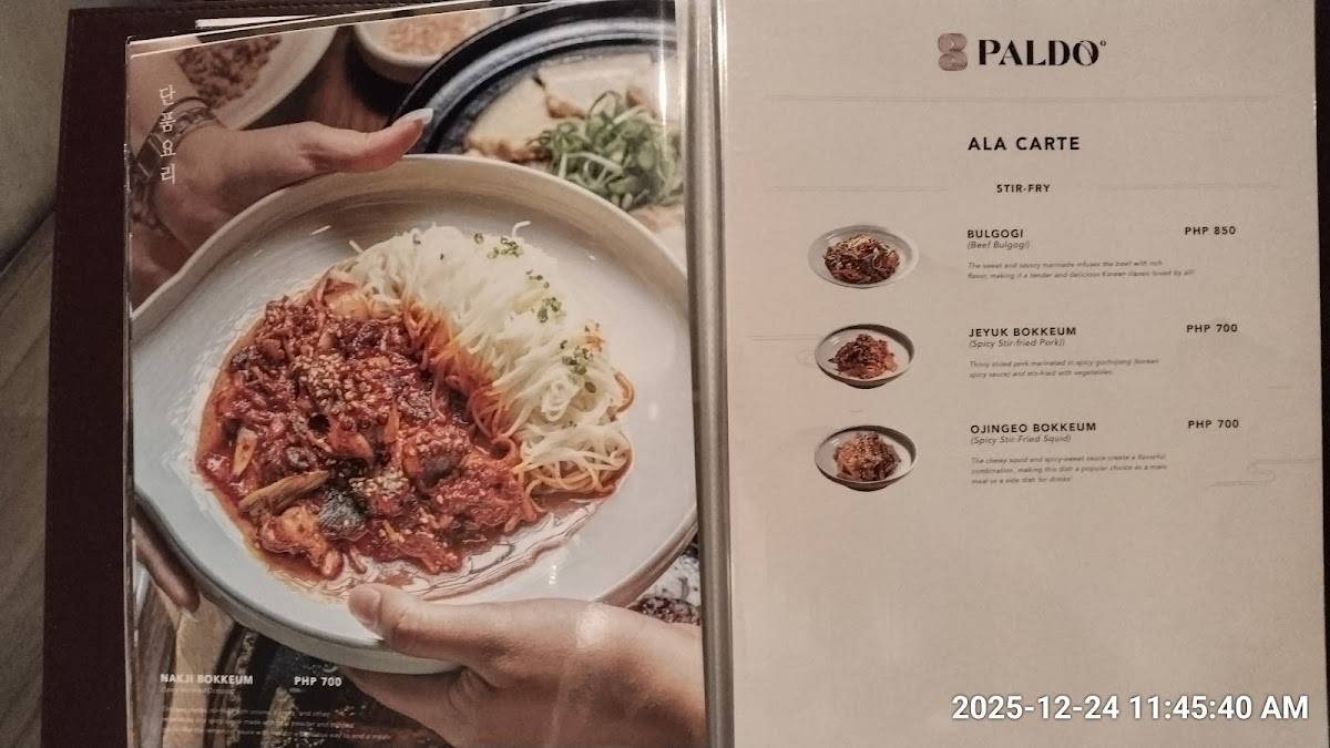 Menu at Paldo Restaurant, Quezon City