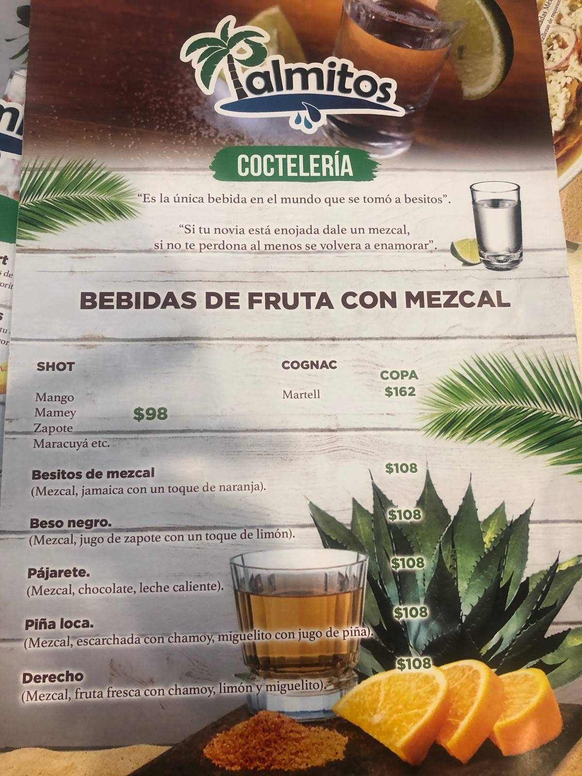 Carta de Palmitos restaurante parrilla, Ciudad López Mateos