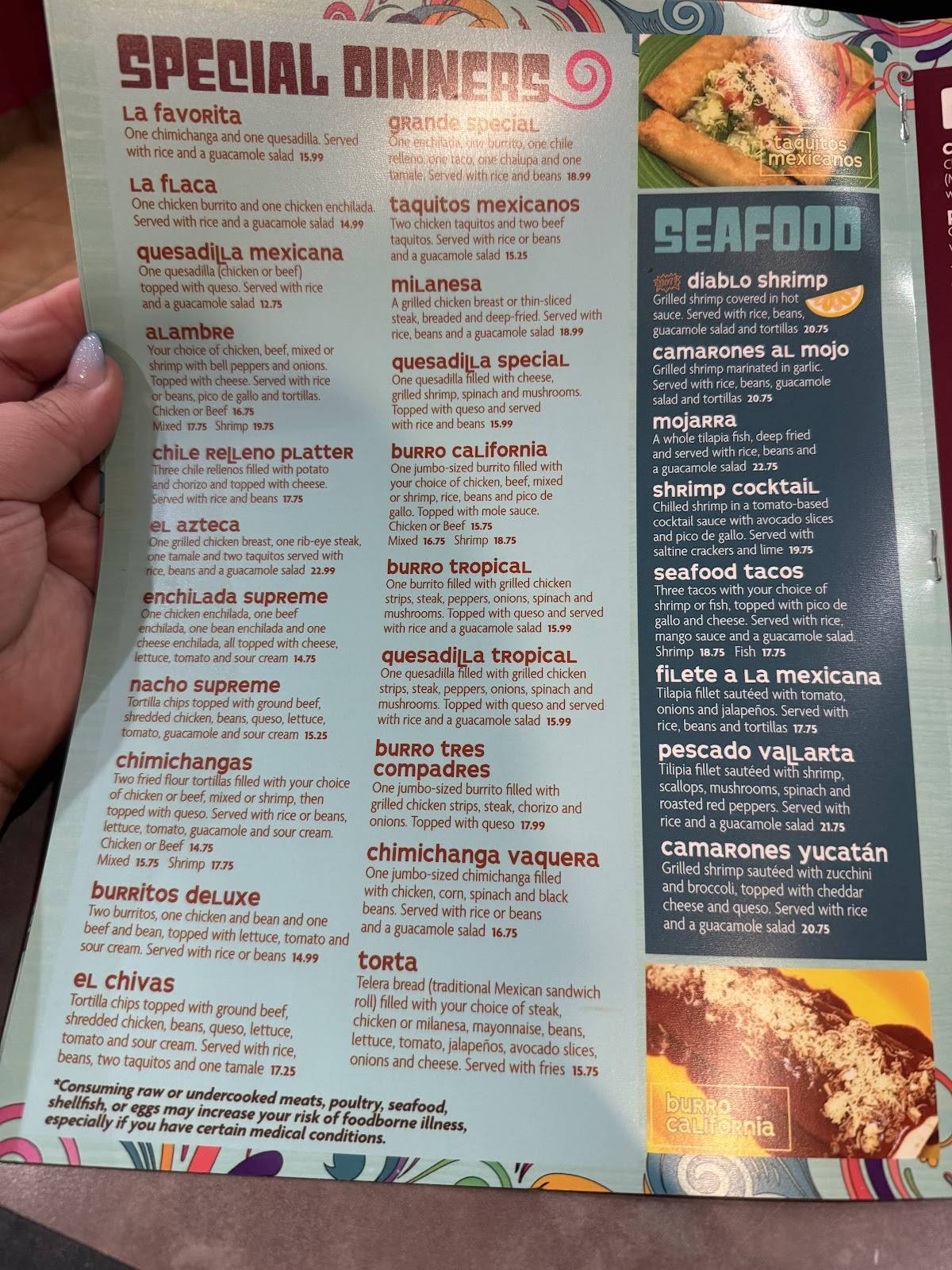 Menu at Panchito's Mexican Restaurant, Loris, Broad St