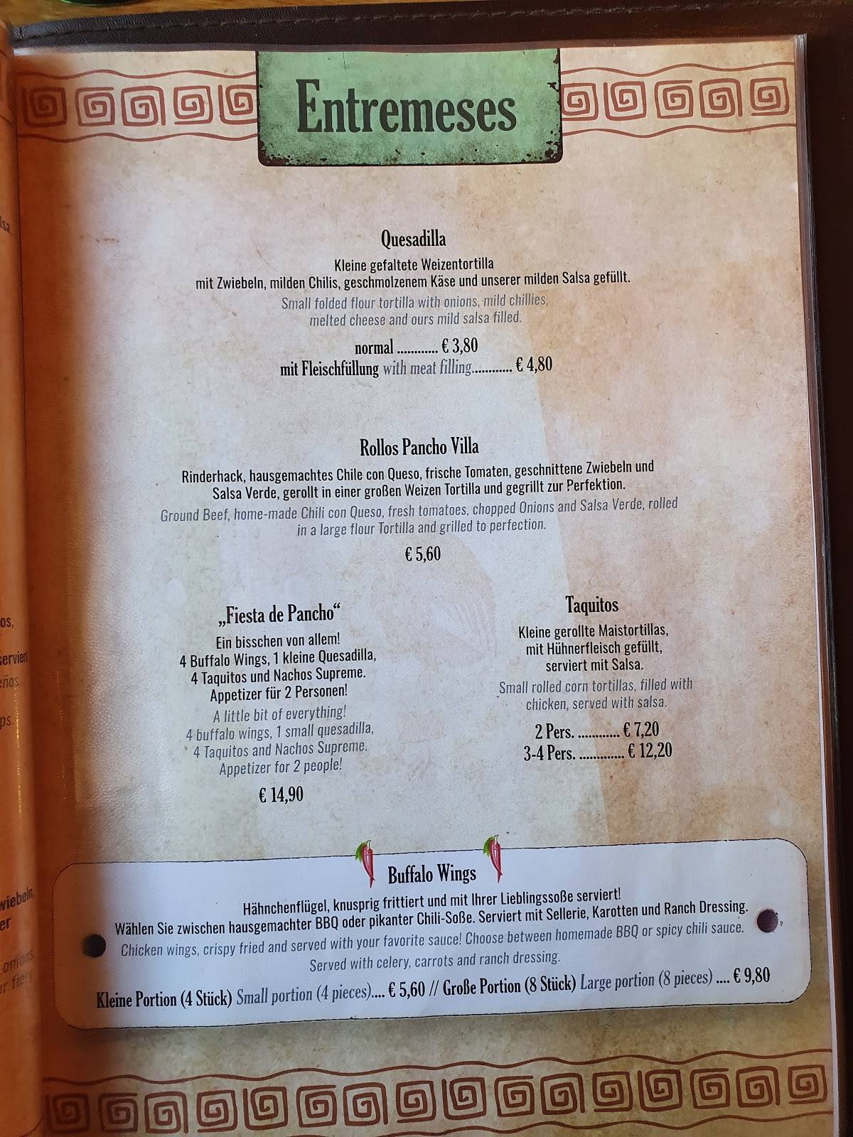 Menu at Viva la vida - mexikanisches Restaurant - mexican Food ...
