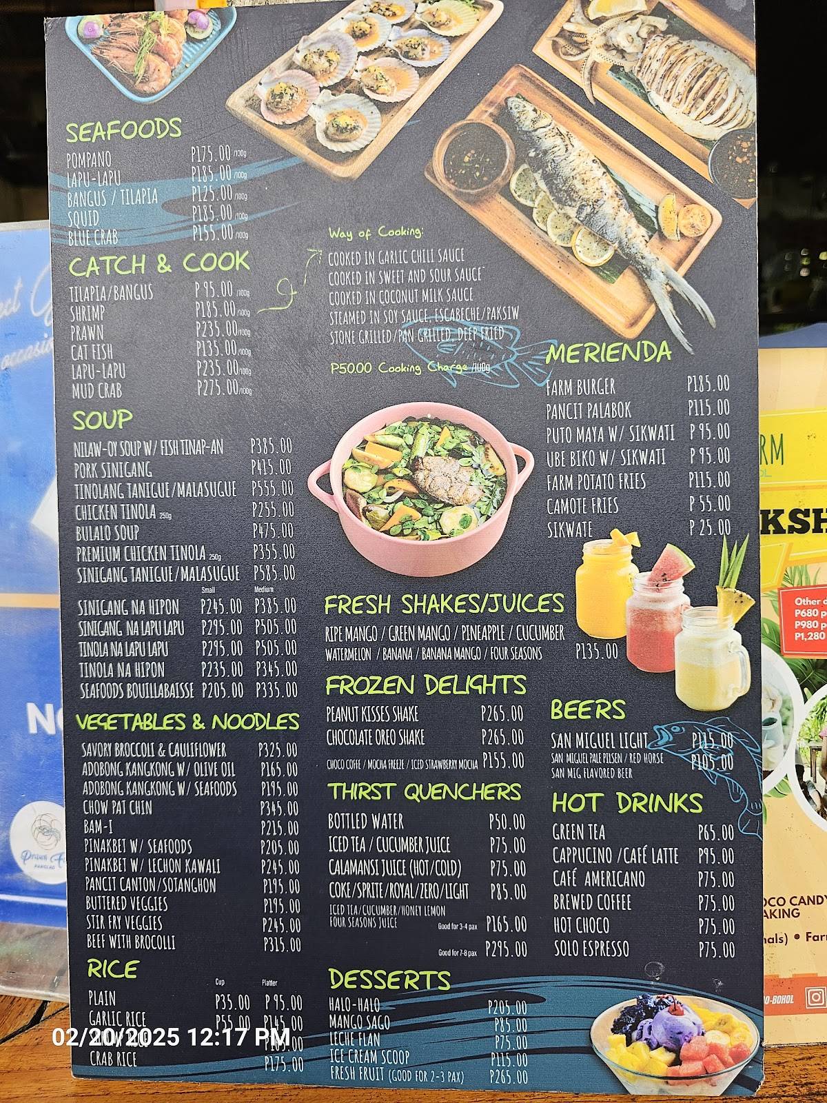Menu at The Prawn Farm Restaurant - South Farm Panglao Branch, Panglao