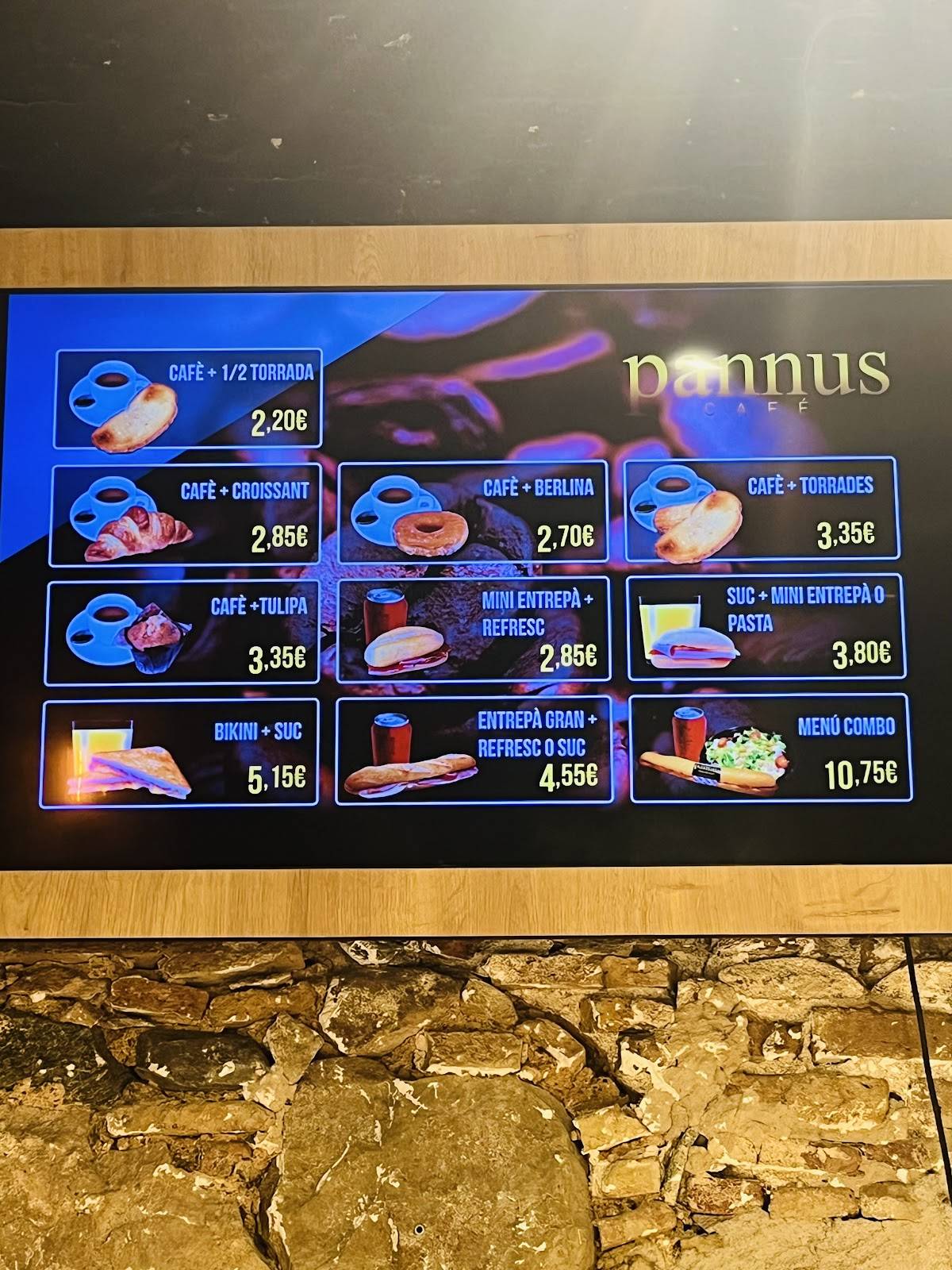 Menu at Pannus cafe, Barcelona, Carrer de Fontanella