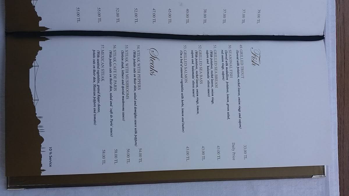 Menu at Panoramic Restaurant, Istanbul
