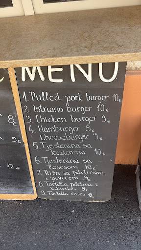 Menu au Papa's street food restaurant, Rovinj