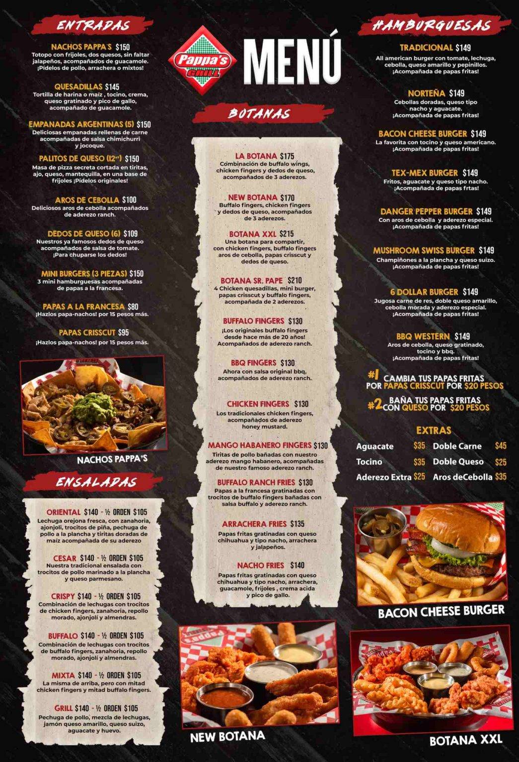 Menu at Pappa's Grill restaurant, Monclova, Blvd Harold R. Pape 6201