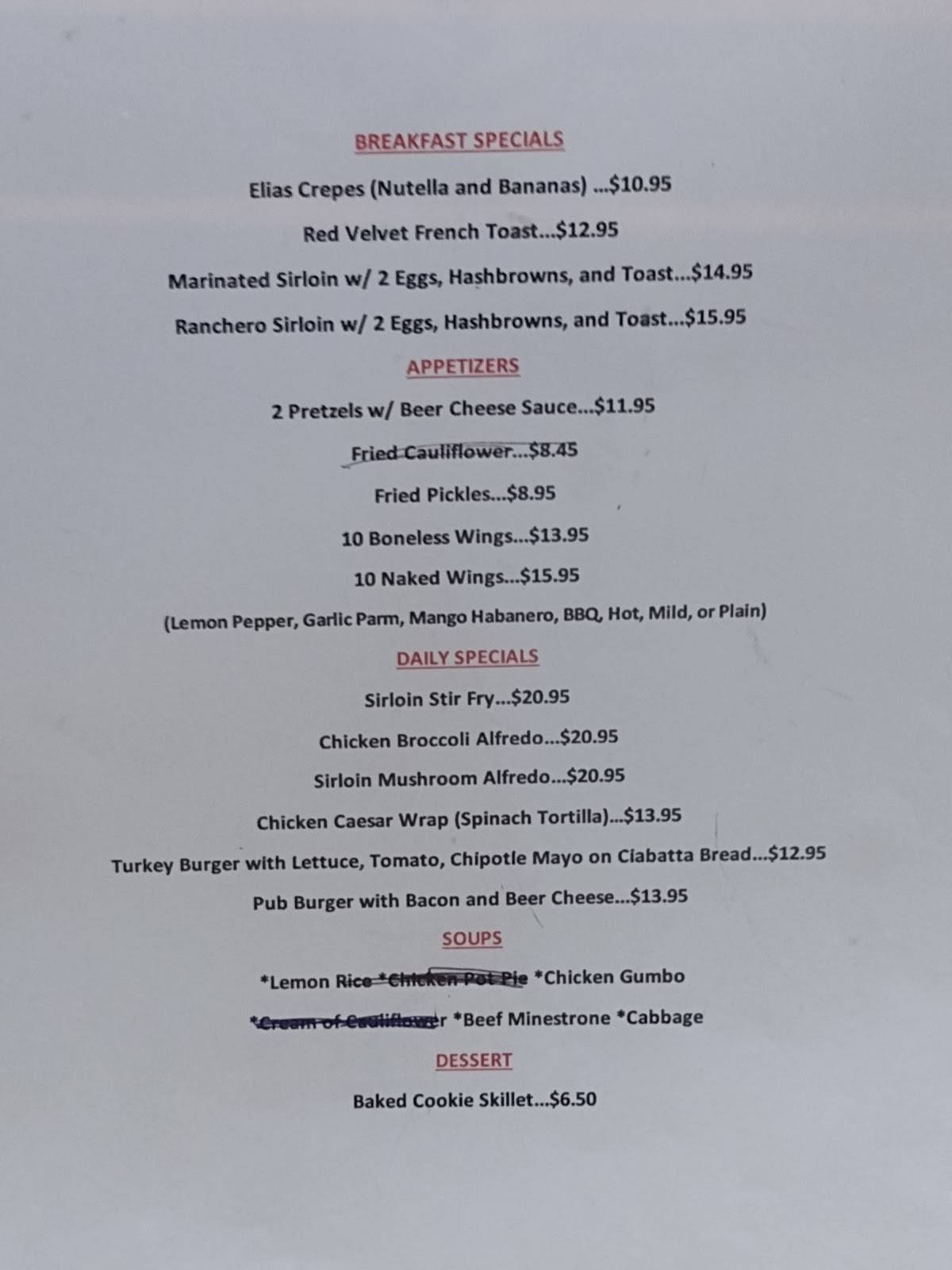 Menu at Paragon Restaurant, Hobart, E 37th Ave