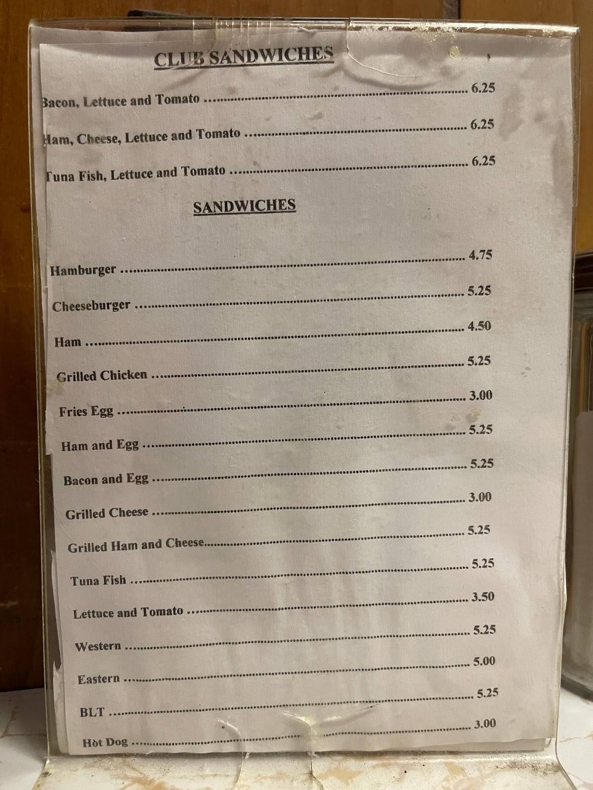 Menu at Paramount Cafe Inc, Gardner