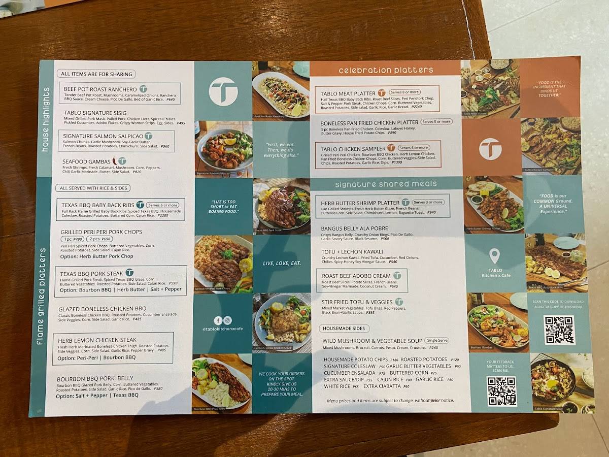 Menu at Tablo Kitchen x Cafe - BF Homes, Parañaque City, Parañaque