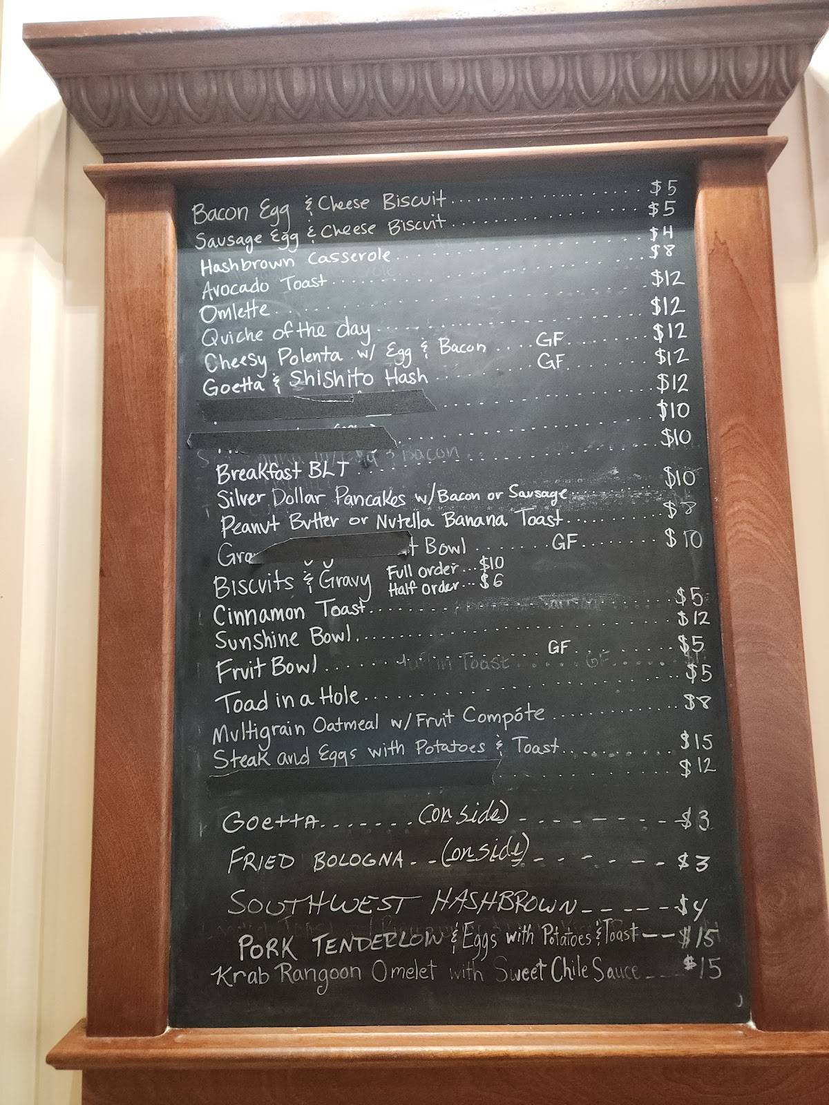 Menu at Parc Café cafe, Maysville