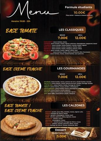 Menu at 1 2 3 Pizza pizzeria, Paris