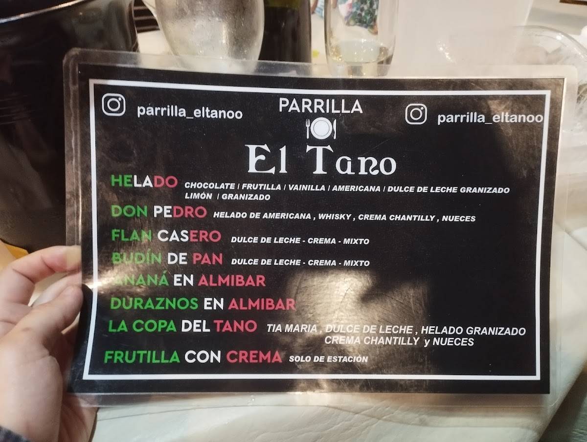 Carta de Parrilla El tano, Wilde