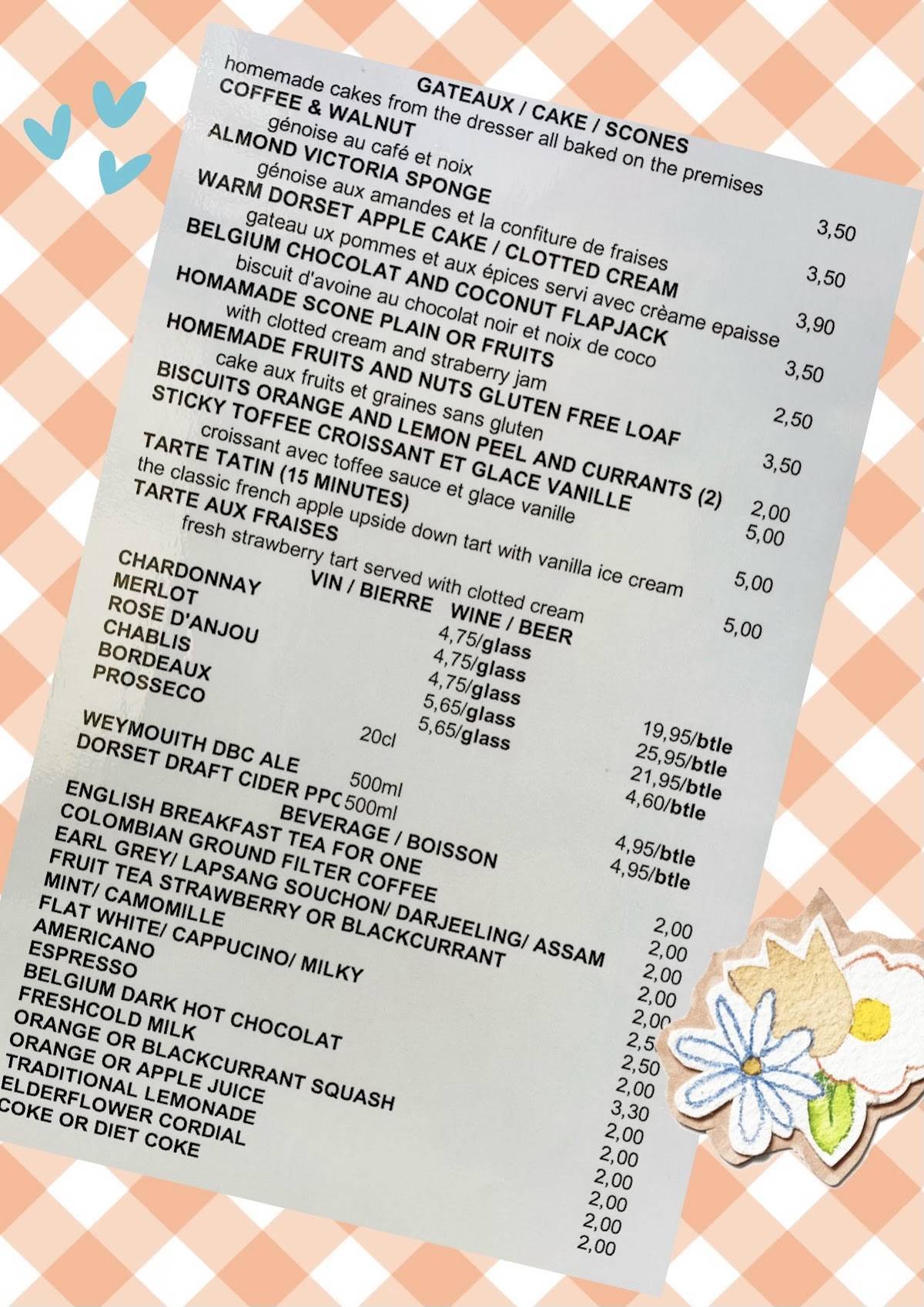 Menu at Pascal's Brasserie restaurant, Weymouth, Hope Square