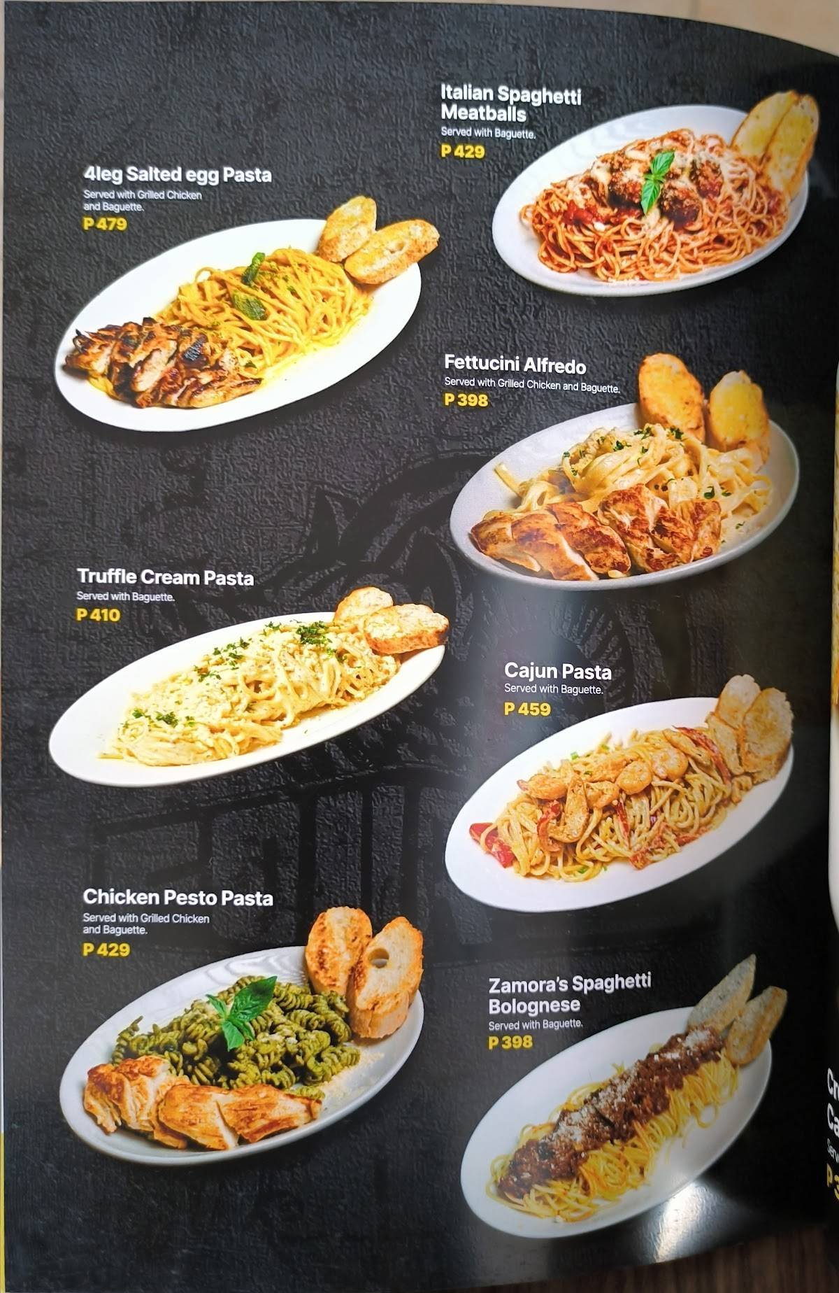 Menu at Four Leg Restaurant, Pasig
