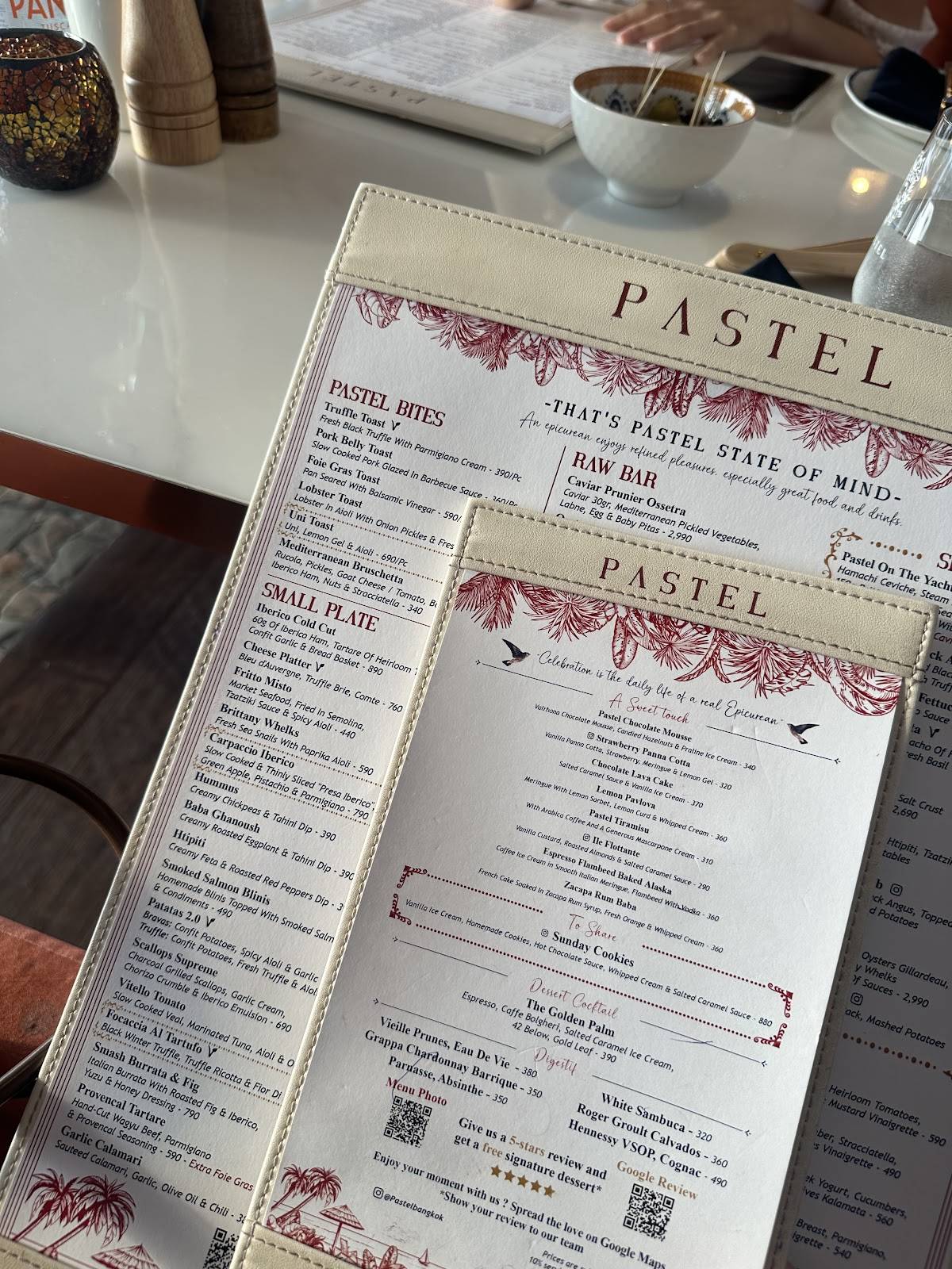 Menu at Pastel Rooftop Bar & Mediterranean Dining, Bangkok