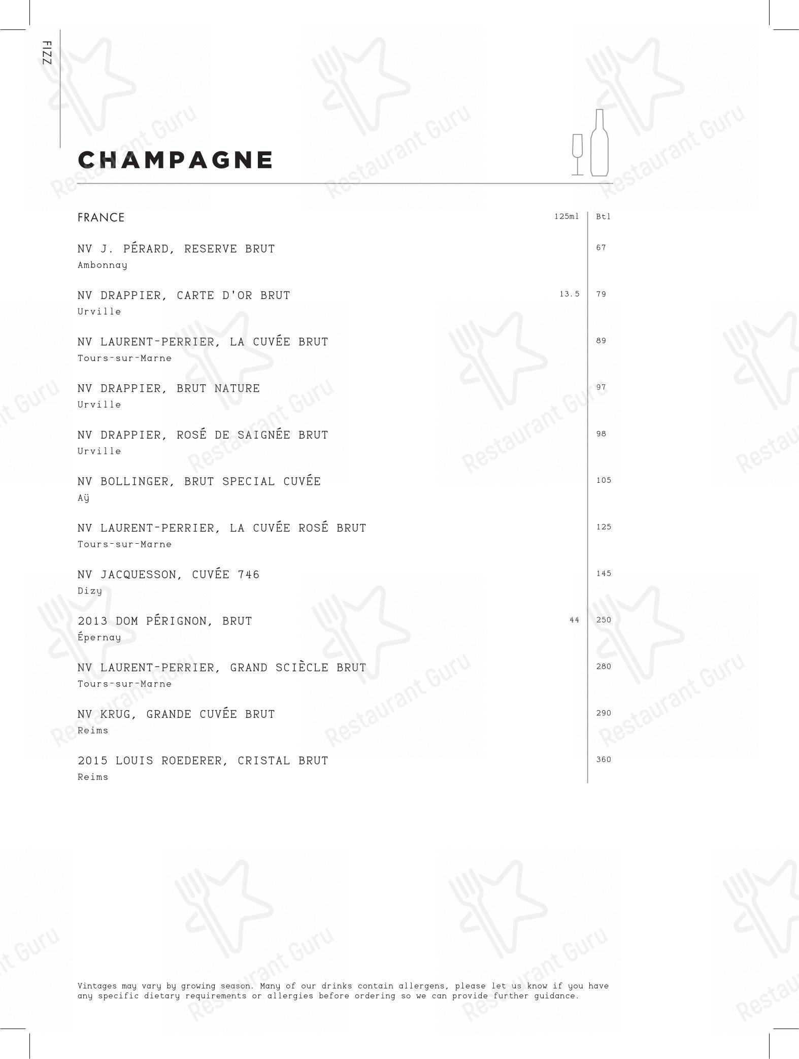 Menu at Pasture Birmingham restaurant, Birmingham
