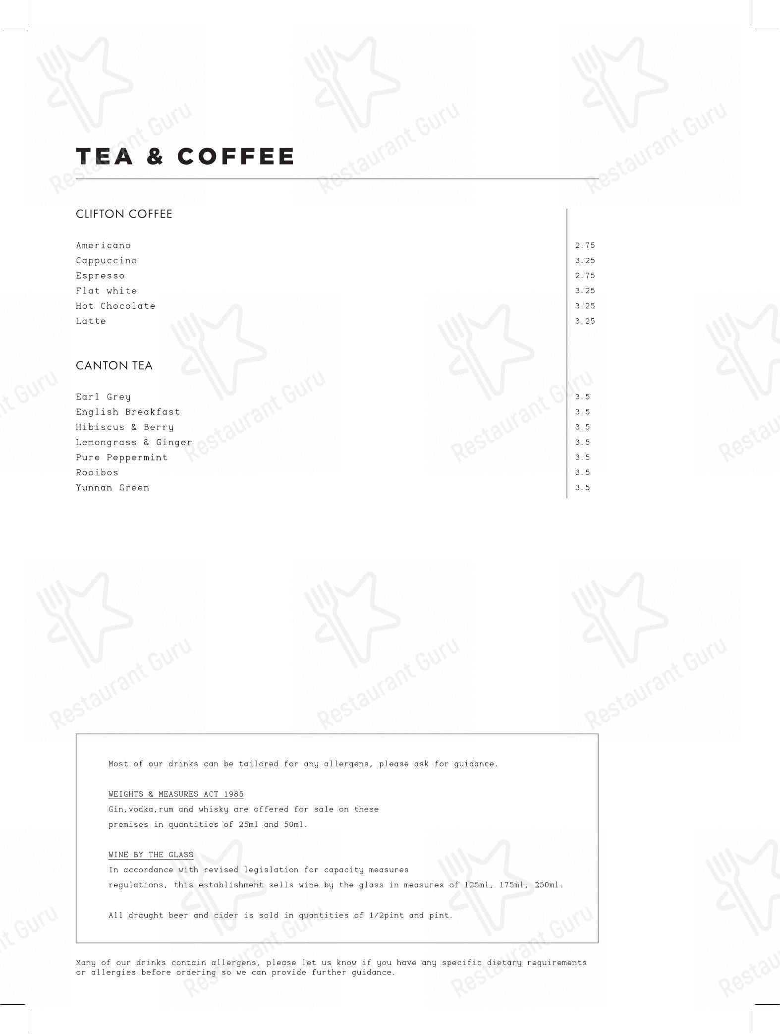 Menu at Pasture Birmingham restaurant, Birmingham