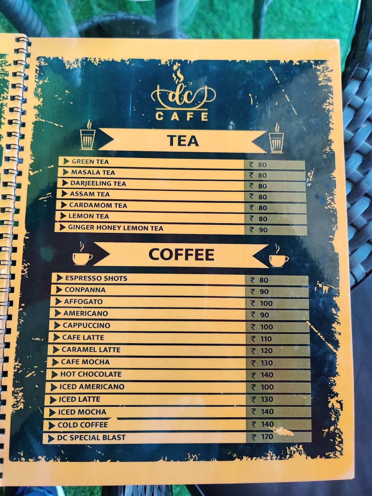 Menu at DC Cafe, Patna