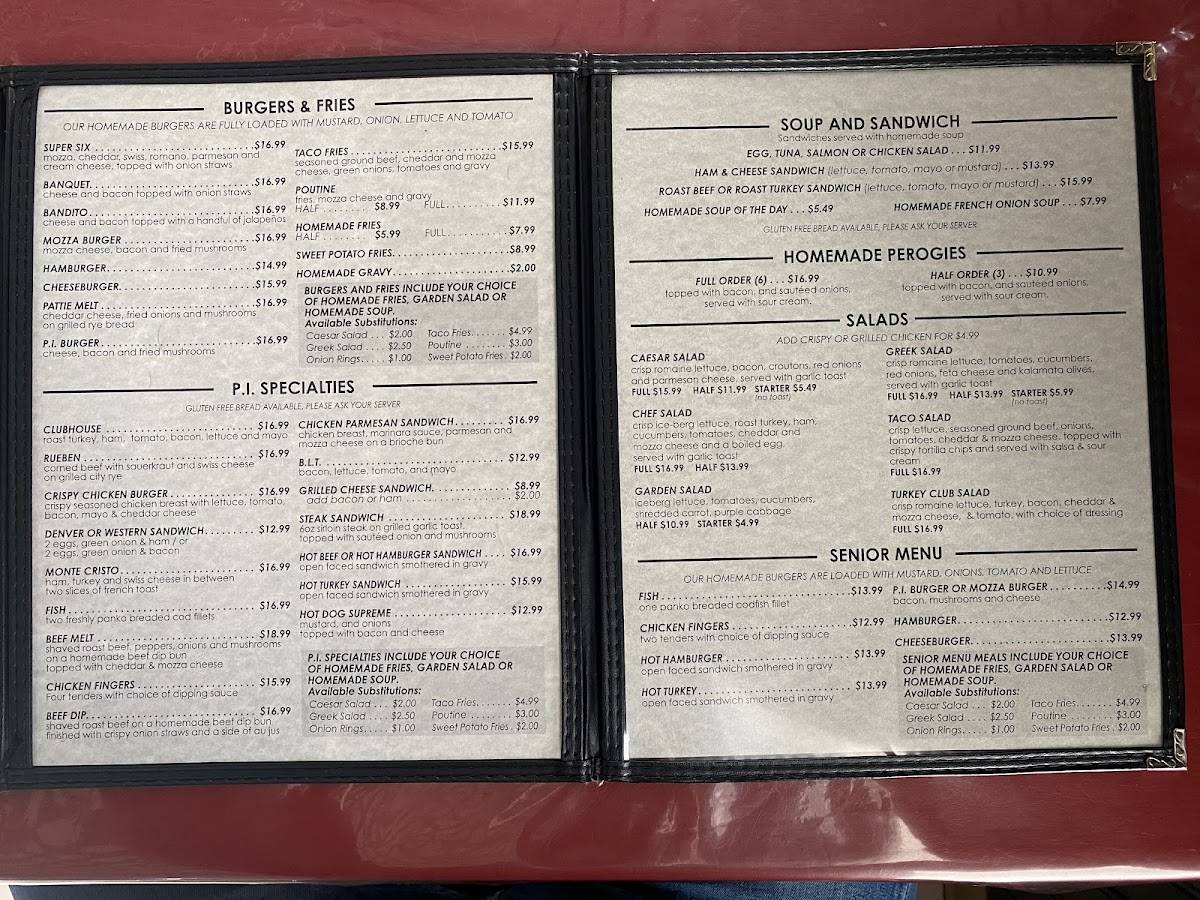 Menu at Patricia Inn Family Restaurant, Dryden