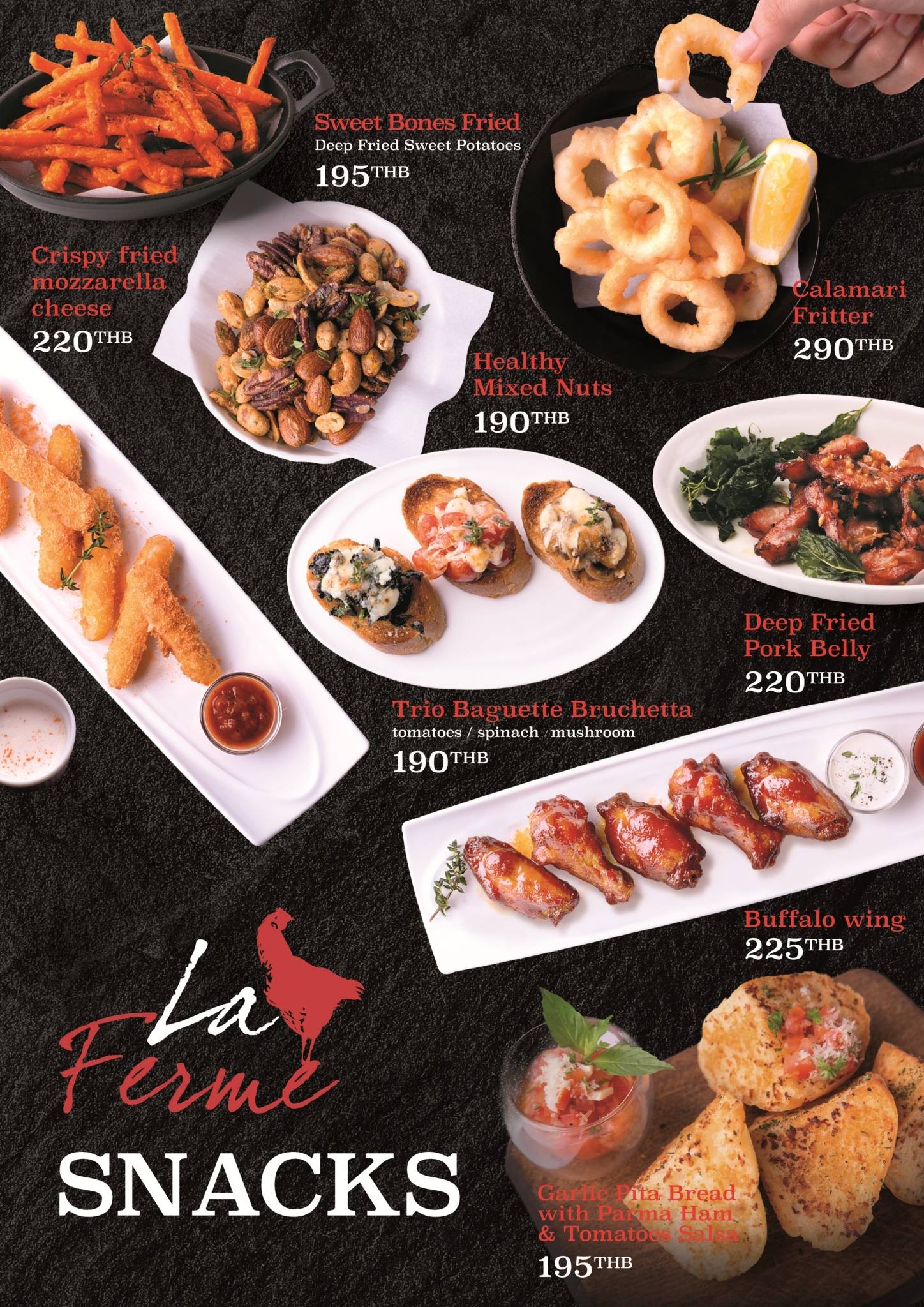 Menu at La Ferme restaurant, Pattaya City