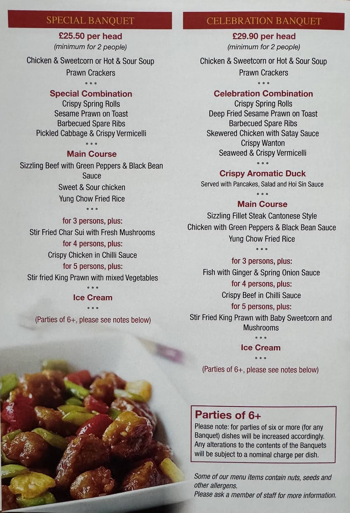 Menu at Peacock Inn Chinese Restaurant, Ormskirk