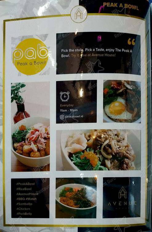Menu at Peak a Bowl restaurant, West Jakarta, Jalan green ville raya ...