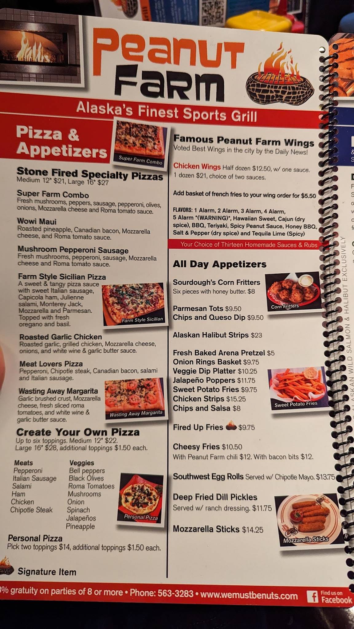 Carta del pub y bar Peanut Farm, Anchorage