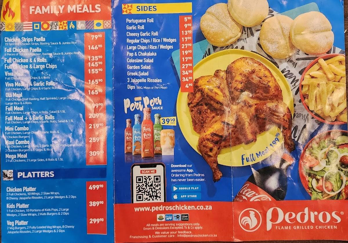 Menu at Pedros Belgravia Road restaurant, Cape Town